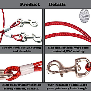 Love Dream Dog Tie Out Cable for Dogs Up to 125 Pounds, Super Heavy and Bite Resistant, 16ft Length Available Dog Lead Line for Yard, Camping, Park, Outside (16ft, Red)
