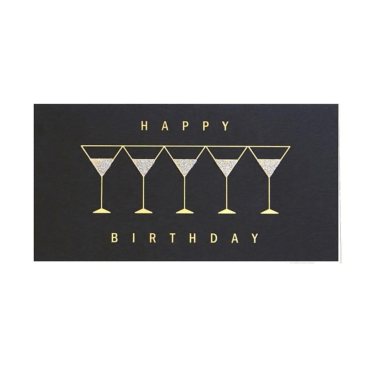 NIQUEA.D, Row of Martinis on Black Birthday Card