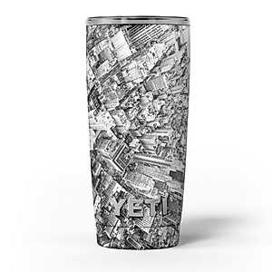 Design Skinz Aerial Cityscape Black and White - Skin Decal Vinyl Wrap Kit Compatible with The Yeti Rambler Cooler Tumbler Cups