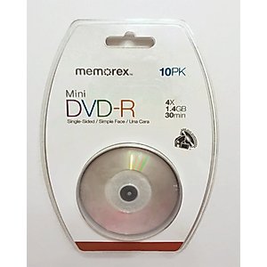 Memorex 1.4GB Mini DVD-R Media, 10 pack