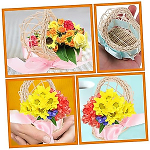Mikinona 12pcs Small Basket with Handle Wedding Favor Basket Baskets Girl Basket Dollhouse Woven Stroller Rustic Basket Easter Basket Wedding Decor Basket Rattan