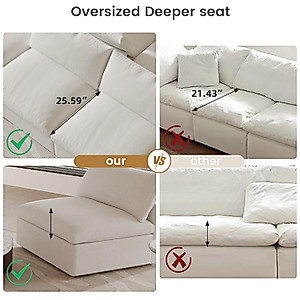 WJShome Cloud Modular Sectional Sofa with 2 Storage Ottomans,160.6" U Shaped Sofa Couch,Minimalist Wide Deep Seat Convertible CouchesSofa Covers Washable&Replaceable,White