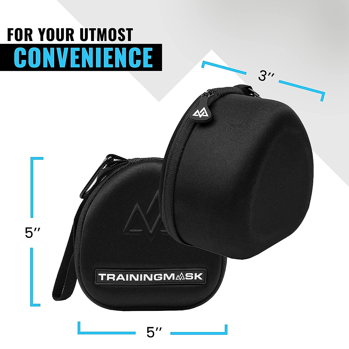 Training Mask Hard Carry Case with Quick Zip Pouch - Internal Soft Webbing for Any Workout, Cardio and Endurance, Fitness, Breathing Resistance, Running (Black)