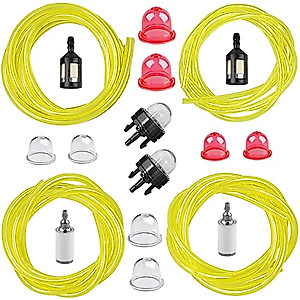 HUSWELL 4 Size 4 Feet Fuel Line Primer Bulb Fuel Filter kit for Small Engine Zama Husqvarna Poulan Craftman Ryobi Homelite Chainsaw Trimmer Blower Weed Eater Carburetor