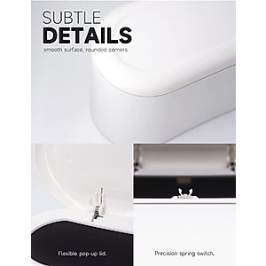 MONGTINGLU Mini Trash Can with Lid - Removable Small Garbage Can, Tiny Plastic Trash Bin, Pop Up Countertop Wastebasket, Counter Garbage Lint Bin for Bathroom,Office,Kitchen,Desk,Coffee Table(White)