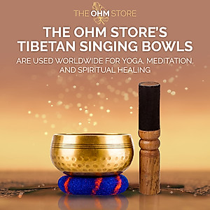 Tibetan Singing Bowl Set by The Ohm Store with 'Medicine Buddha' Engraving — Meditation Sound Bowl and Wooden Striker Handcrafted in Nepal — Spiritual Gift for Women and Men
