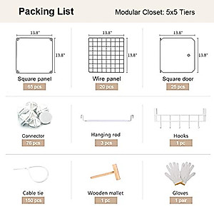 YOZO Cube Storage Organzier Portable Closet Wardrobe Bedroom Dresser (71x14x71 inches) Portable Closet Cube Shelf Armoire Pantry Cabinet, 25 Cubes, White