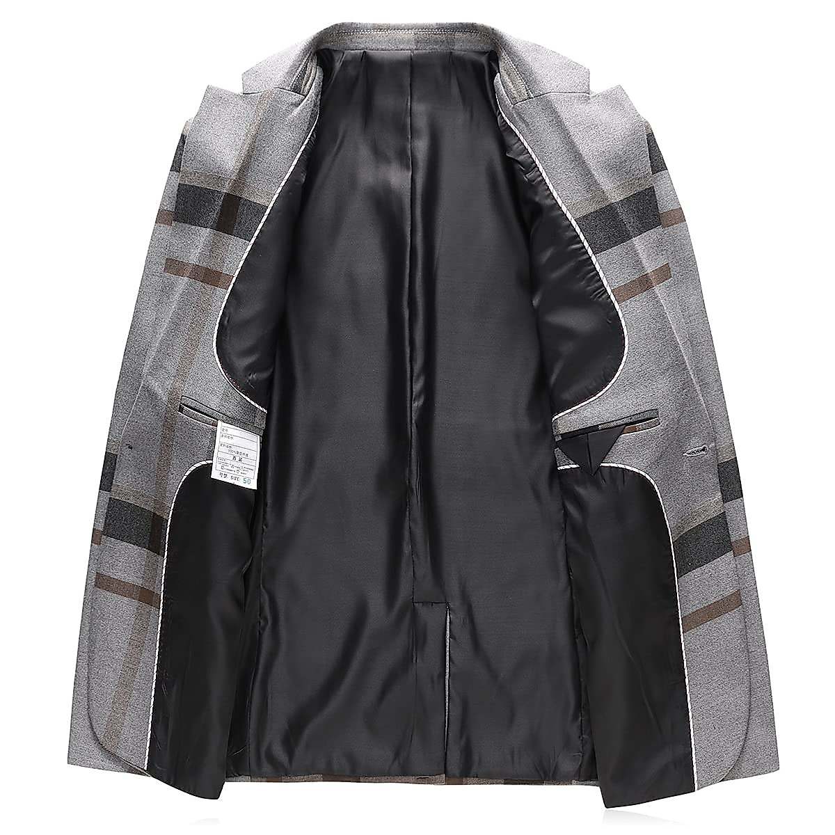 Men's Plaid Suit Slim Fit 3 Piece Casual Suits One Button Blazer Business Wedding Party Jacket Tuxedo Vest & Pants Grey