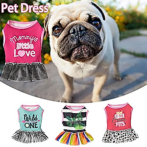 Pet Clothes Breathable Letter Printing Fashion Skirt Hem Soft Crew Neck Dress Up Polyester Puppy Cute Print Skirt for Outdoor Pet