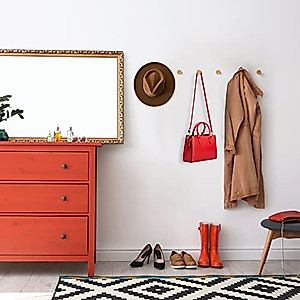 Omsli Wall Hooks, Coat Hooks Wall Mounted, Set of 6 Wooden Wall Hooks for Hanging Hat, Towel, Purse, Clothes, Rustic Coat Hangers for Wall, Boho Wall Decor (Beech Wood )