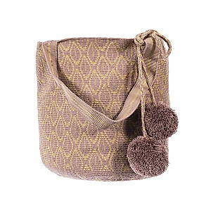 Bucket crossbody Shoulder bag Beach Tote | Mochila Bolso Wayuu Colombiano | Hand knitted half point crochet with hand-woven straps Diameter 13 inch Mochila | Susu 1118 ZULIMA |Style a la Porte