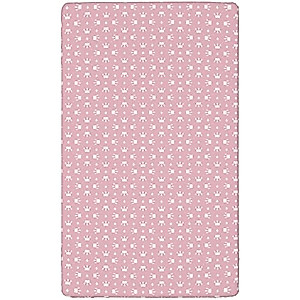 Royal Themed Fitted Crib Sheet,Standard Crib Mattress Fitted Sheet Ultra Soft Material-Baby Crib Sheets for Girl or Boy,28“ x52“,Dried Rose and White