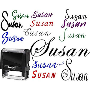 Self Inking or Wood Custom Name Signature Stamp. Pick Your Font Rubber or Wooden Customizable 1 Line 2 line 3 line Personalized Stampers