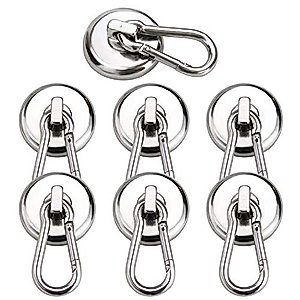 DIYMAG Magnetic Hooks,100LBS Strong Heavy Duty Neodymium Magnet Hooks with Swivel Carabiner Hook,Great for Your Refrigerator and Other Magnetic Surfaces,Pack of 7