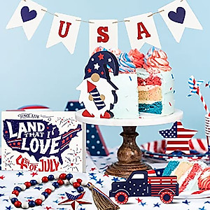 10 Pcs Patriotic Tiered Tray Decor Bundle 4th of July Wood Signs Mini Signs American Star Decor Veterans Day Red White Blue Decorations for Independence Day Decor (Cute Style)