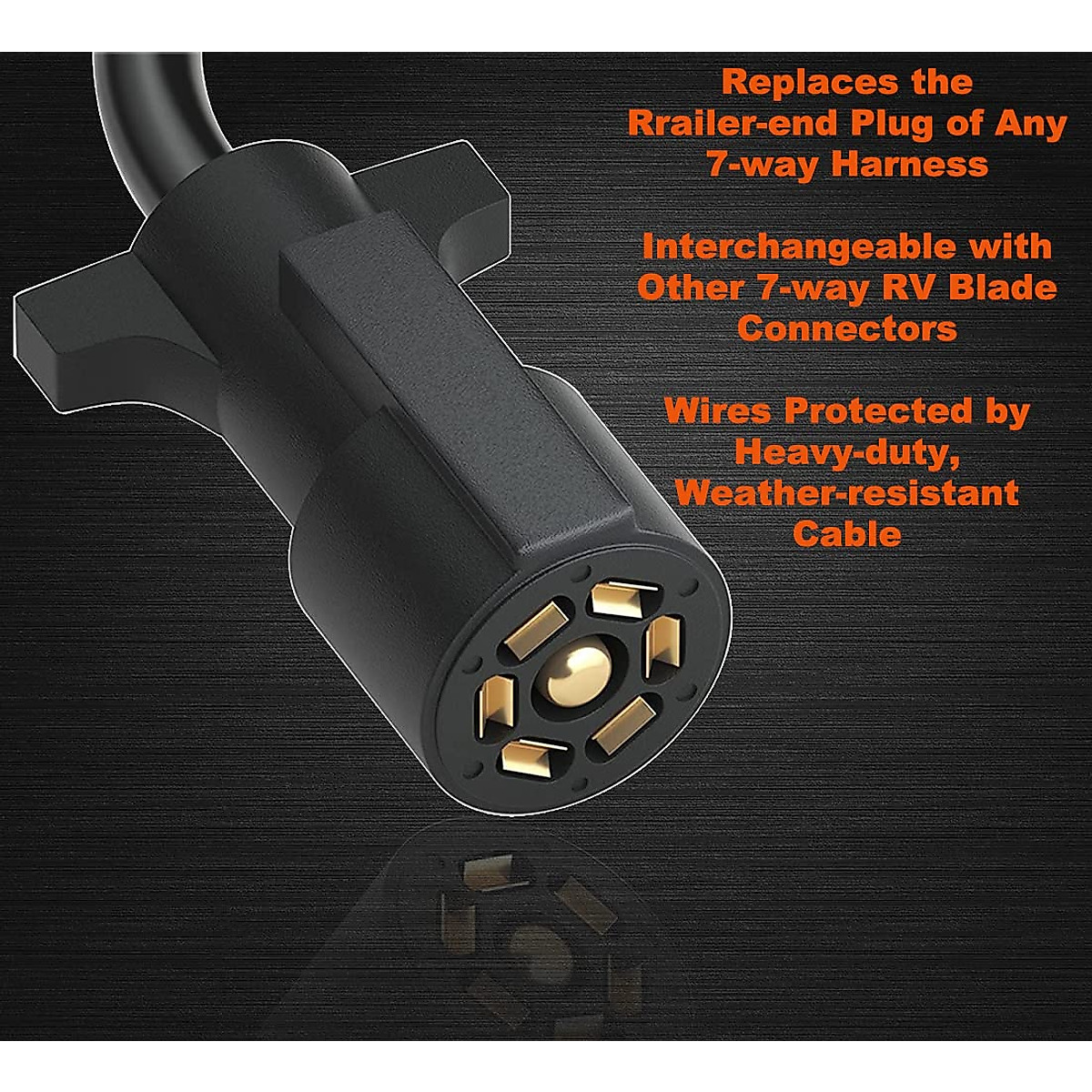 7 Pin Trailer Plug Wiring Harness （6ft）with 7 Gang Waterproof Junction Box, Heavy Duty 7 Way RV Trailer Replacement Wiring Harness Kit