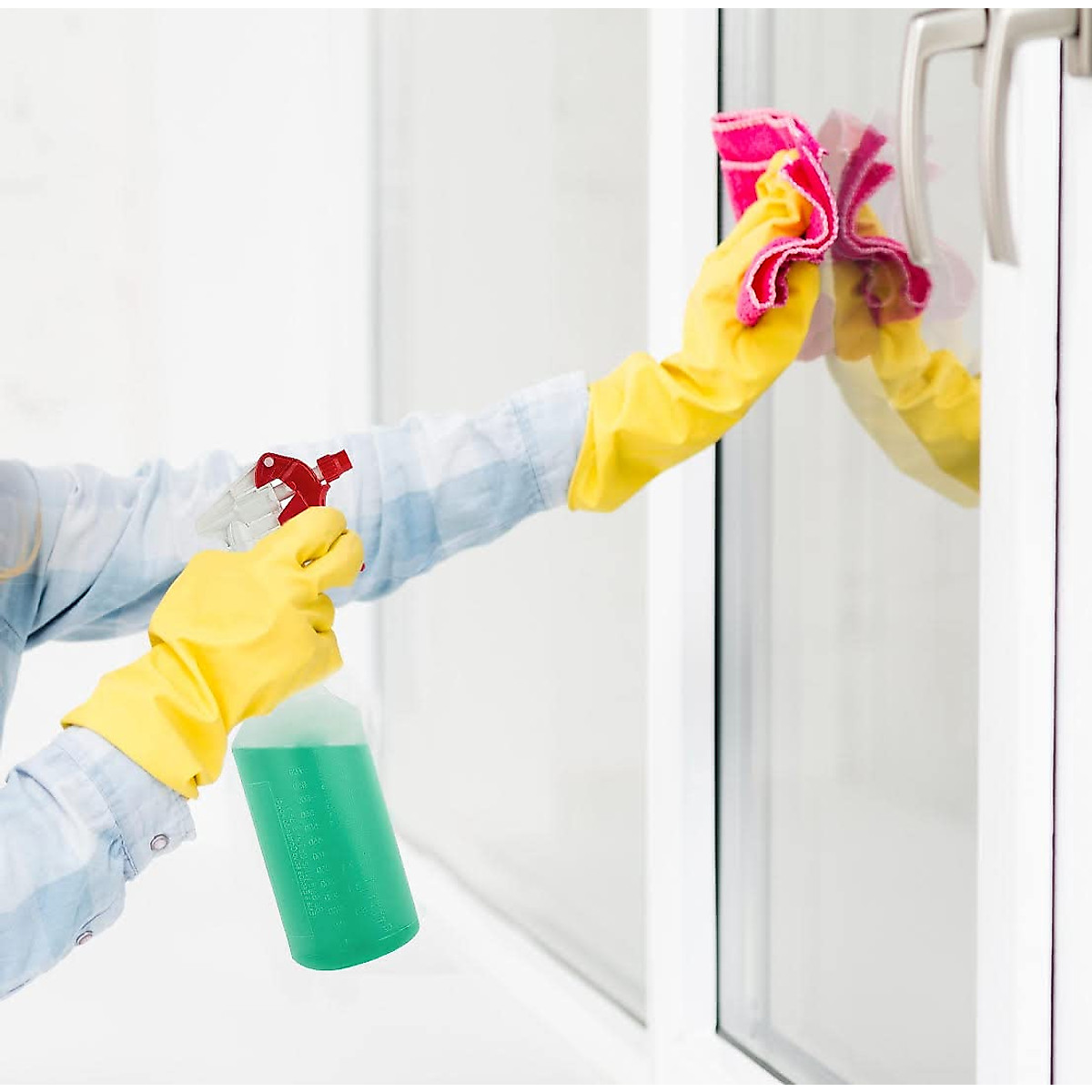 Decony Heavy Duty Replacement Trigger Sprayer Nozzles Industrial and Commercial Cleaning Chemical Resistant for 16oz / 32oz Spray Bottle W/Adjustable 9.25" Dip Tube for 28/400-12 pc.