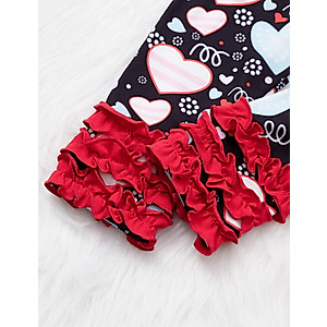 AGAPENG Toddler Girl Valentine's Day Baby Clothes Ruffle Long Sleeves Heart Pants 3Pcs Baby Girl Outfits 2 3 T Red