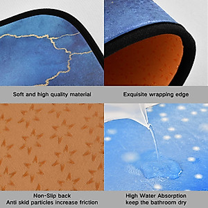 Kitchen Mats Rugs 2 Piece Set Bath Mat Antifatigue Cushioned Gold Black Marble for Floor Non Slip Washable (color5)