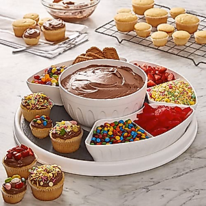 Chicago Metallic Taco Party Multi-Use Rotating Entertaining Set, 6-Piece, White