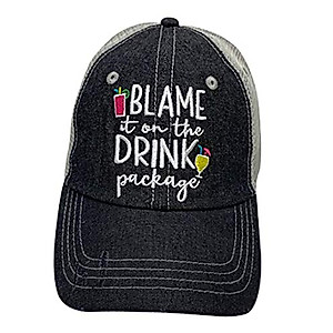 COCOVICI Womens Blame It On The Drink Package Hat | Cruise Hat | Cruise Hat for Women | Cruise Vacation Party Hat Dark Grey