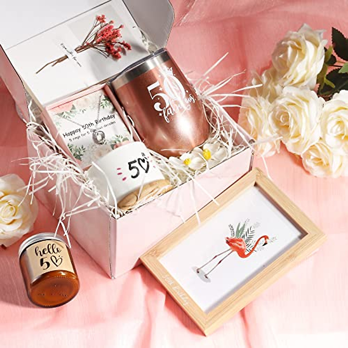 COLOAPT 50th Birthday Gifts for Women,50 Year Old Gifts for Women Best Friend,50th Fabulous Gift Basket for Grandma, Mom, Friend, Wife,Sister, Aunt,Funny 50th Birthday Gift Ideas