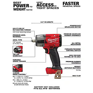 2962-20 For Milwaukee M18 FUEL™ 1/2" Mid-Torque Impact Wrench w/Friction Ring Bare
