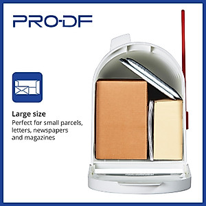 Plastic Rural Curbside Post Mount Mailbox - Weatherproof - Parcels Home Delivery - Lightweight - Made in Canada - 19'' x 10'' x 7'' (White)