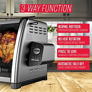 Ronco Showtime Large Capacity Rotisserie & BBQ Oven Modern Edition, Simple Switch Controls, Silicone Door Tie, Perfect Preset Rotation Speed, Self-Basting, Auto Shutoff, Includes Multipurpose Basket