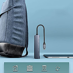 USB C Hub HDMI Adapter, 5 in 1 Type C Docking Station Transmitter for Data Transmission, 60W PD Charging, USB 3.0 Rate 5Gbps, USB 2.0 Rate 480Mbps