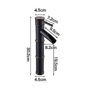 Bathroom Sink Mixer Tap Retro Black Single Lever Countertop Basin Hot and Cold Water Faucet, Tall Copper Single Hole Washbasin Faucet, Suitable for Toilet and Bathroom (A)