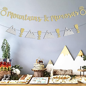 Sursurprise Mountain Bachelorette Party Decorations, Mountains & Mimosas Banner Mountain Champagne Garland Gold, Cabin Camping Glamping Bridal Shower Engagement Wedding Supplies