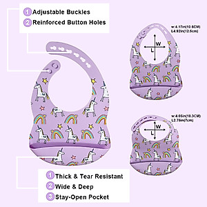 BY FOREV Silicone Baby Feeding Set, Baby Led Weaning Supplies with Suction Bowl Divided Plate, Toddler Self Feeding Dish Set with Spoons Forks Sippy Cup Adjustable Bib, Eating Utensils (Purple)