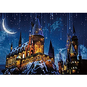 GYA 7x5ft Magic Castle Backdrop-Wizard School Night Sky Moon Photography Background Halloween Decoration Children Birthday Party Banner Photo Booth Props,7x5FT(210x150cm)