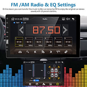 Single Din Car Stereo Support Carplay & Android Auto 9'' Touch Screen Car Audio EQ Multimedia Player Built-in Mirror Link USB Bluetooth Handsfree Call with FM/AM Radio Receiver Rear View Camera SWC