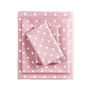 Mi Zone 100% Cotton Percale Ultra Soft Sheet Set, Twin, Pink Polka Dot