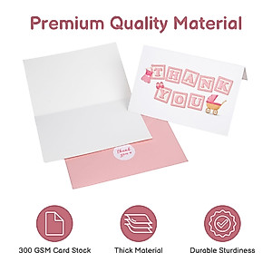 apearrie Baby Shower Thank You Cards with Envelopes, Set of 24 Thank You Cards Baby Shower, Pink Baby Thank You Cards with Envelopes, Thank You Baby Shower Cards