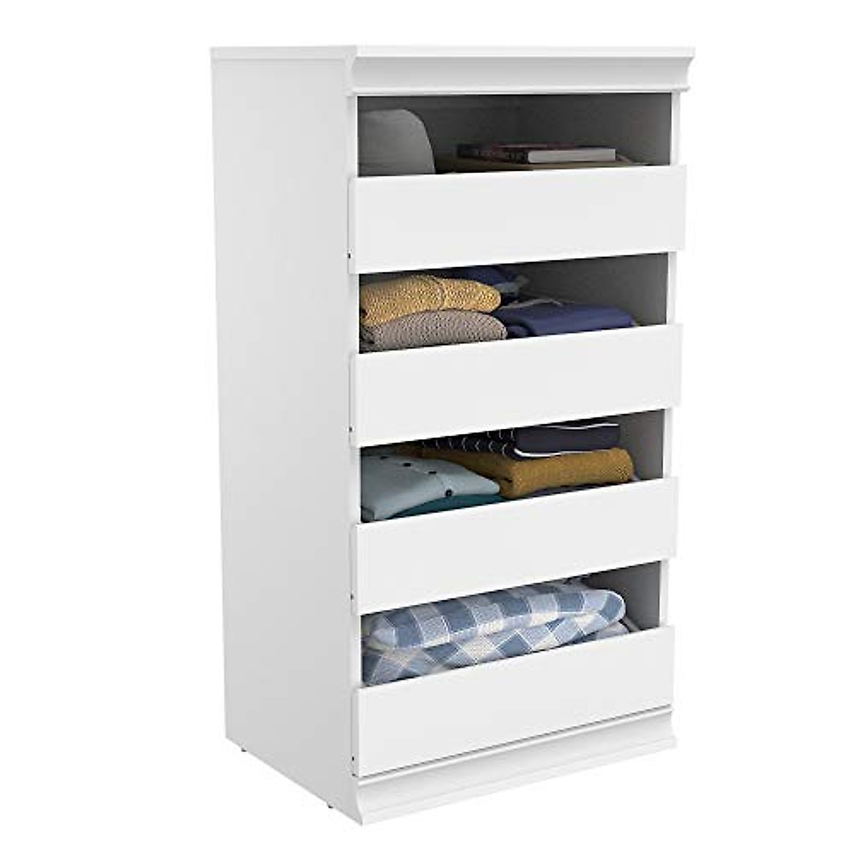 ClosetMaid 4561 Modular Closet Storage Stackable Unit, 4-Drawer, White & 4557 Modular Closet Storage Stackable Shelf Unit, 40.29-inch H x 21.39-inch W x 15.91-inch D, White