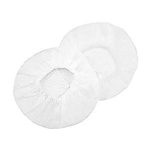 100Pcs White Non-Woven Sanitary Headphone Ear Cover, Disposable Super Stretch Covers Washable, for Most On Ear Headphones with 6~8.5cm Earpads (M - 9cm)