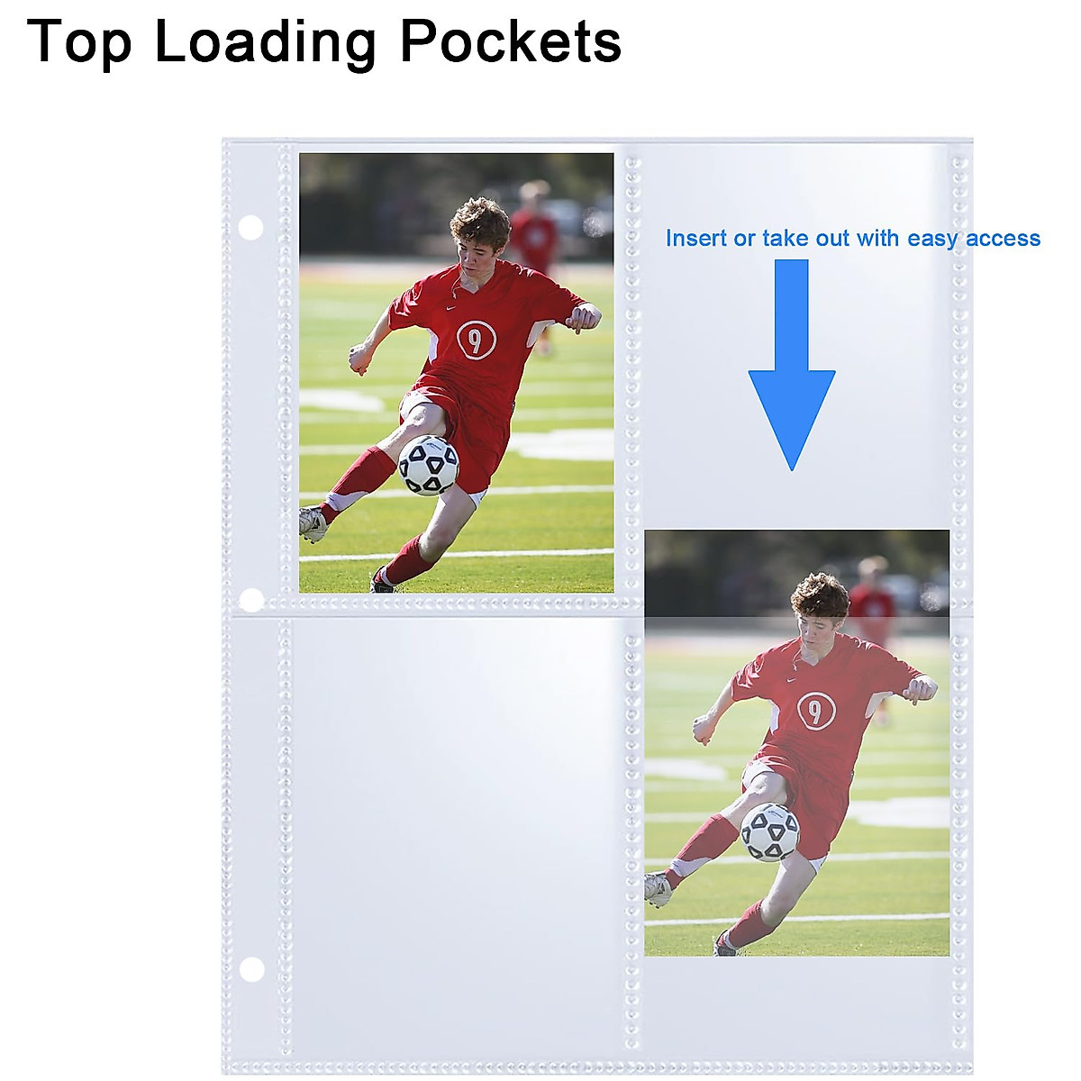 50 Pack 400 Pockets 2.5x3.5" Trading Card Sleeves,Double-Sided 4 Pocket 6.1x7.6" Page Protector,Ultra-Clear Pokemon Card Sheets for A5 Mini 3 Ring Binder