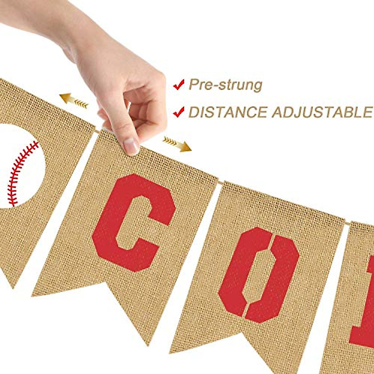 Rainlemon Jute Burlap Concession Banner Baseball Theme Baby Shower Birthday Party Bunting Garland Decoration Supply