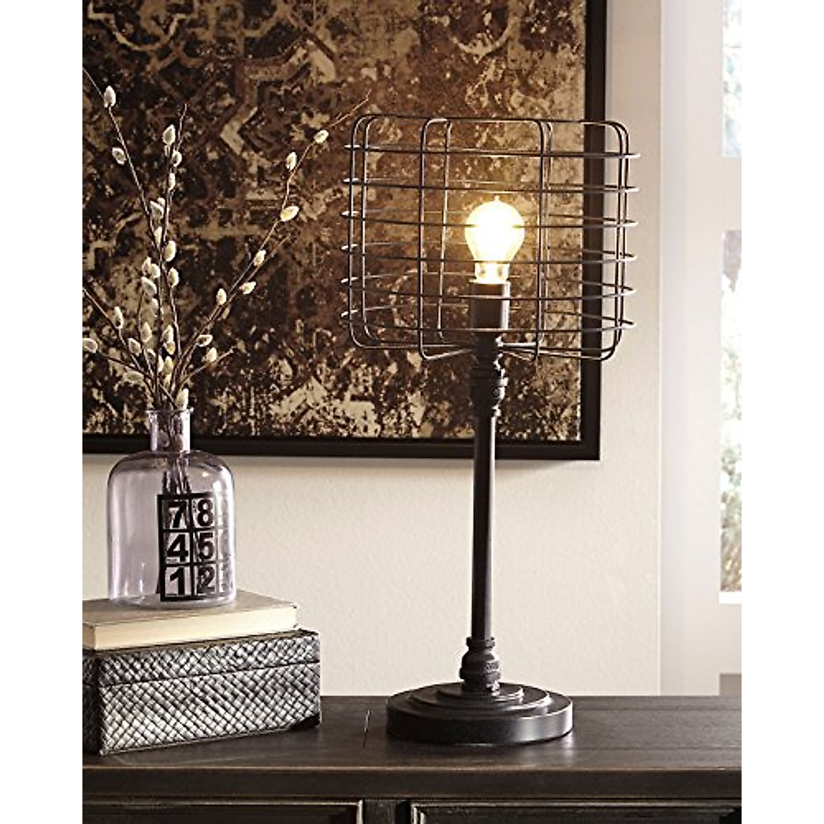 Signature Design by Ashley L207164 Javan Table Lamp, 11.63" x 11.63" x 24.75", Antique Black