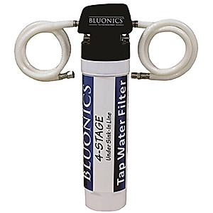 Bluonics Under Sink 4 Stage Direct In-line Tap Water Filter BLUONICS Purifier System for sand, rust, dirt, chlorine, and heavy metals. No separate faucet needed
