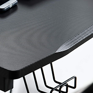 FurnitureR 47'' Gaming Desk with Monitor Stand Computer Gaming Table Home Office Desk with Cup Holder and Headphone Hook, Modern Simple Gamer Game Table, Black