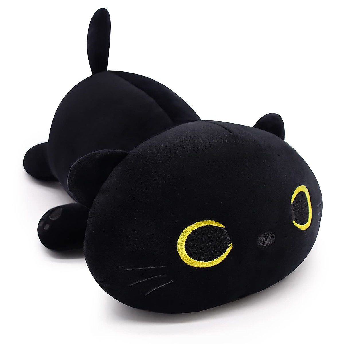 KOPHINYE Black Cat Plush Cat Stuffed Animal Toys, Cute Black Cat Plush Pillow Stuffed Cat Doll, 8inch Soft Black Cat Stuffed Animals Kawaii Home Decorations Birthday Gifts for Kids