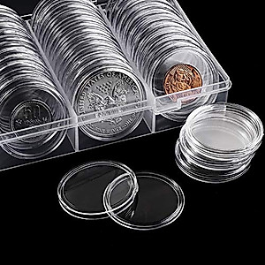 Silver Dollar Coin Case Holder for Collectors 40.6mm Silver Bar Plastic Round Coin Capsules Covers for Silver Bar Coin Collection Supplies (60 Pieces)