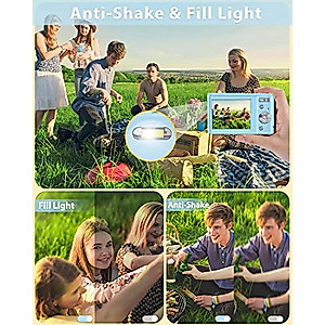 Kids Camera, Lecran Digital Camera Autofocus 1080P 48MP Vlogging Camera with 16X Digital Zoom, LCD Screen, Compact Portable Mini Toy Cameras Gift for Students, Teens, Kids, Girls, Boys (Sky Blue)