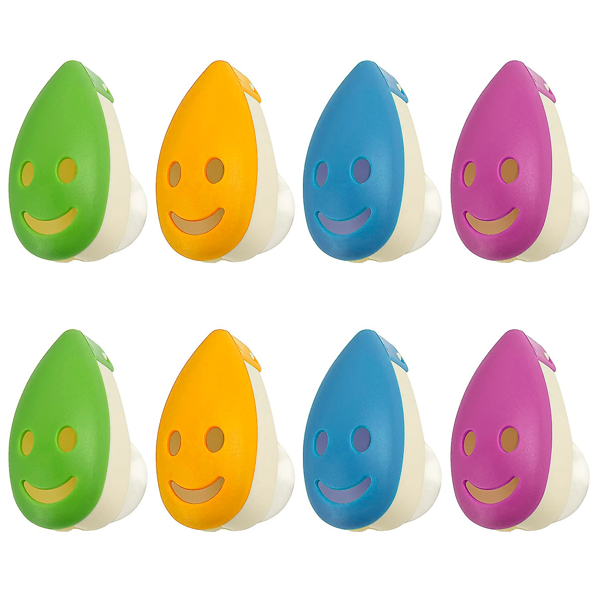 AUEAR, 8 Pack Happy Face Toothbrush Head Cover Cap with Suction Cup Cute Portable Protective Covers Case for Home Travel Outdoor Camping 4 Colors
