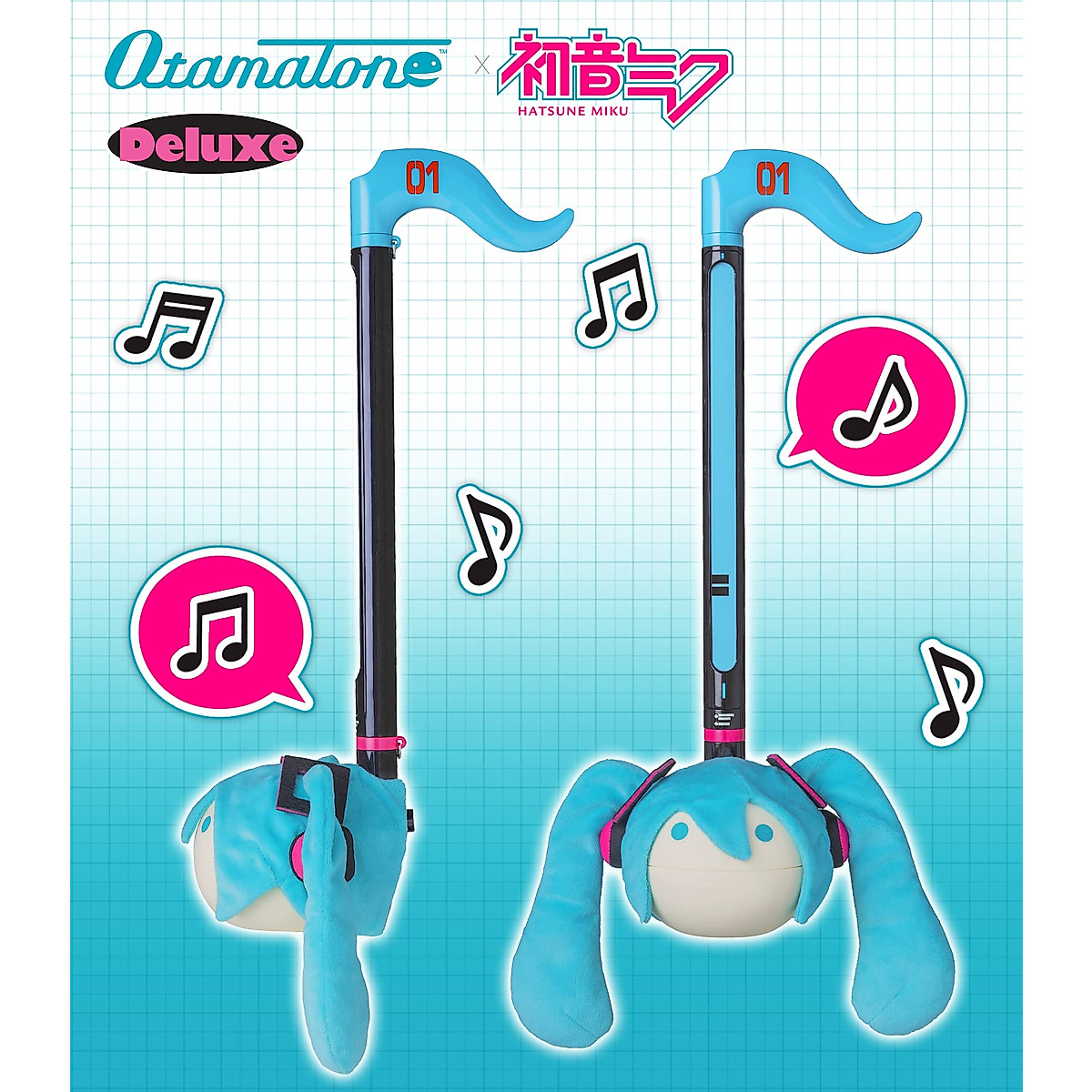 Otamatone Deluxe [Hatsune Miku Edition] Electronic Musical Instrument Portable Synthesizer from Japan Maywa Denki [Includes Removable Plush Wig]