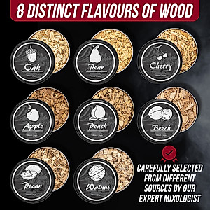 Cocktail, Whiskey, Bourbon & Old Fashioned Smoker Kit with Torch - 8 Unique Natural Wood Flavours to Smoke Your Drink (no Butane)